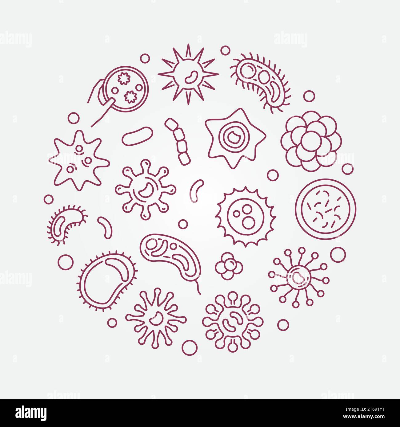 Virus or pathogen round vector concept illustration made with red ...