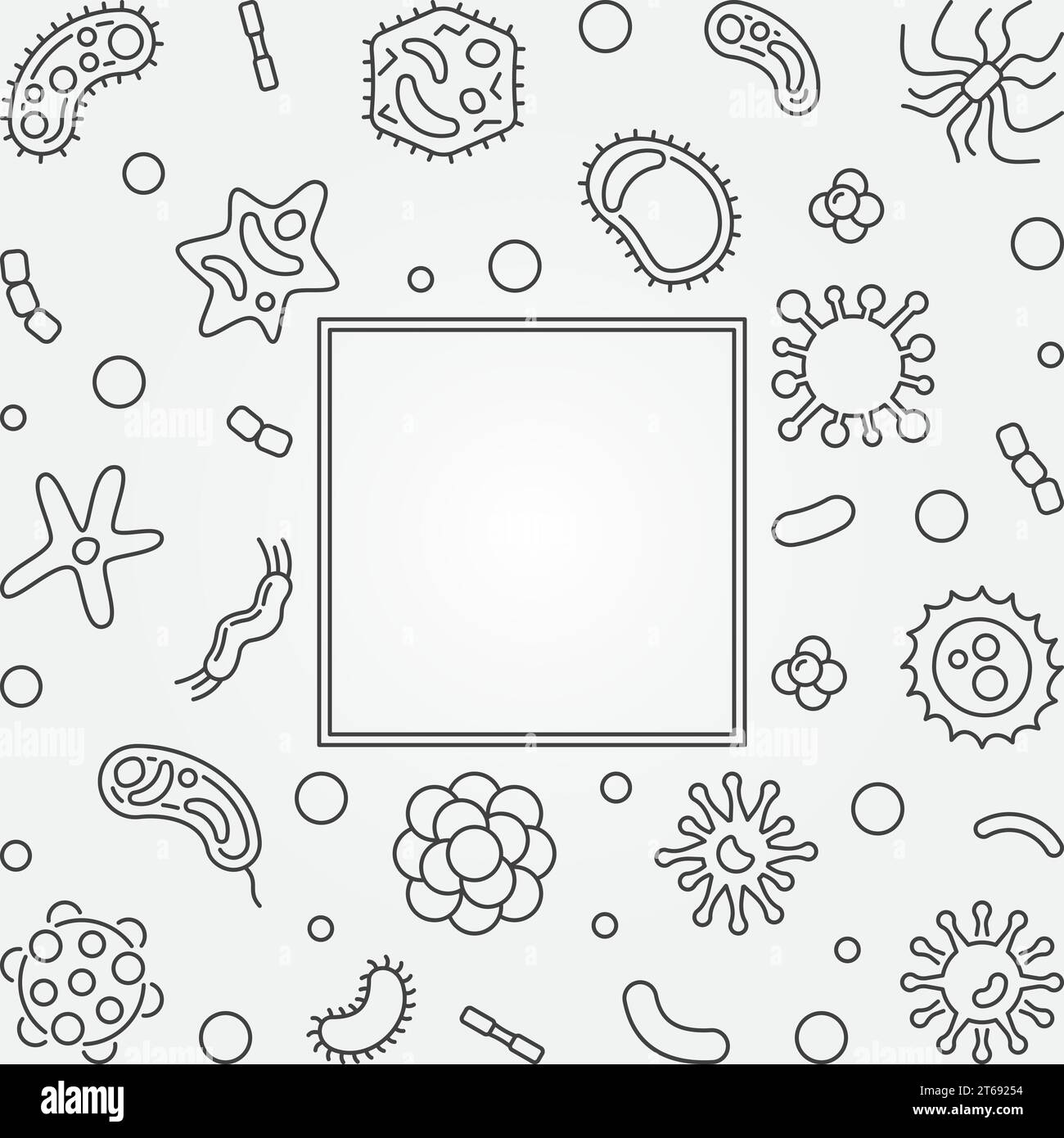 Bacteria microbiology outline background or frame. Vector minimal ...