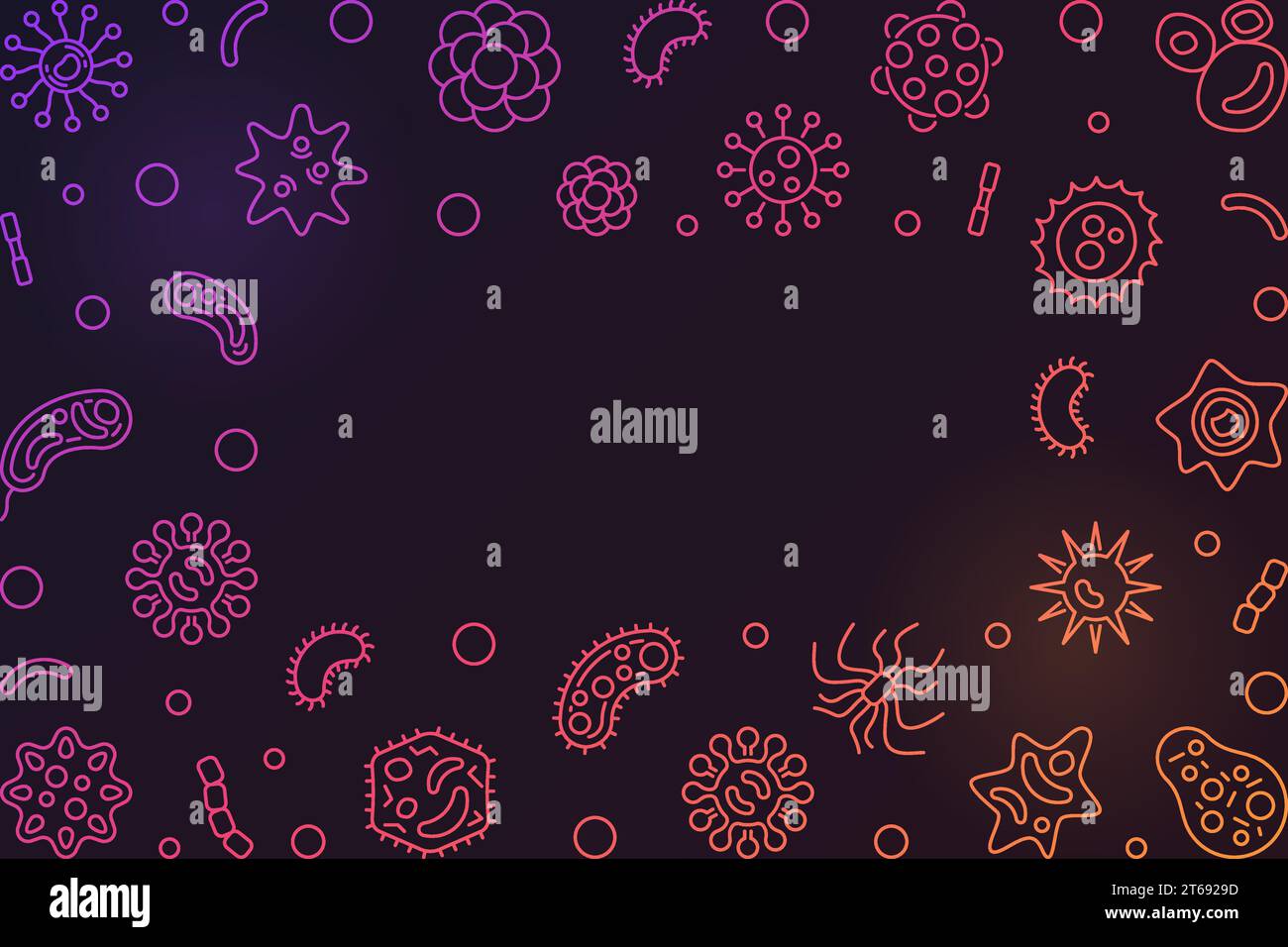 Bacterium microbiology bright horizontal frame with empty space for ...