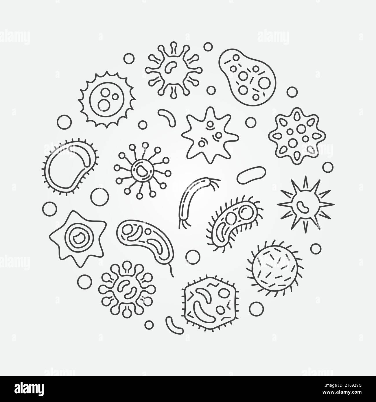 Bacterial cells round vector outline simple illustration made with ...