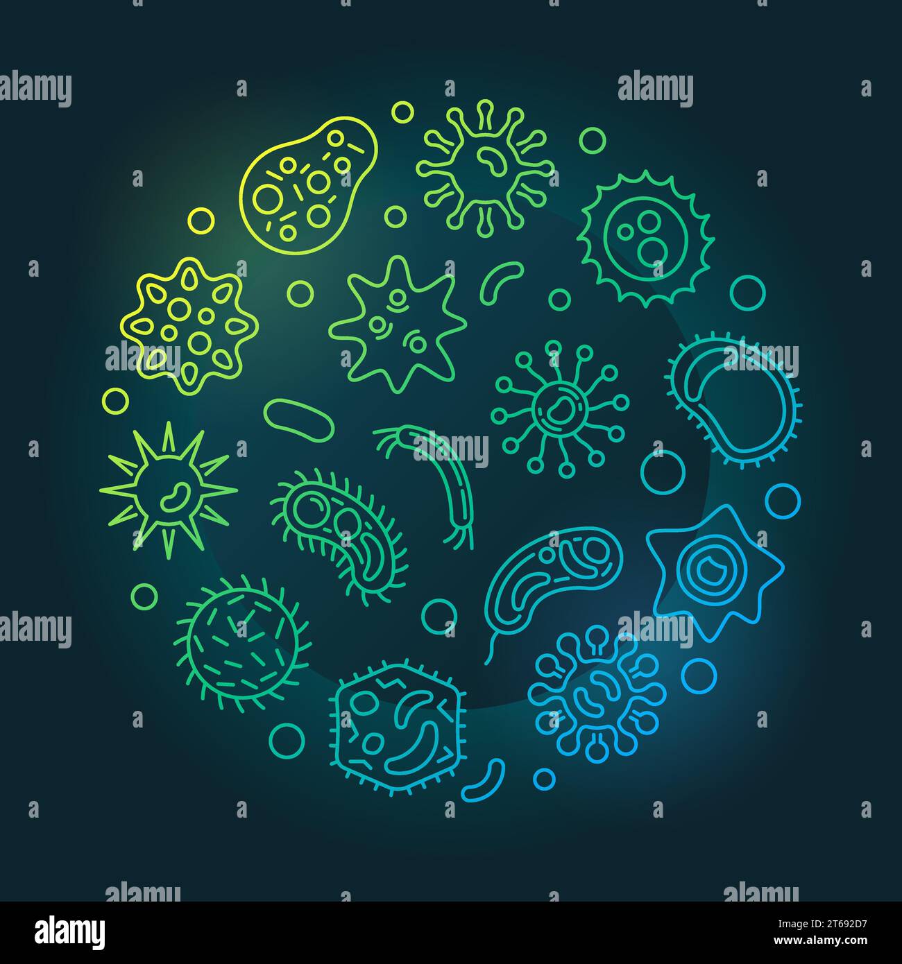 Bacterial cells round vector bright outline illustration made with ...