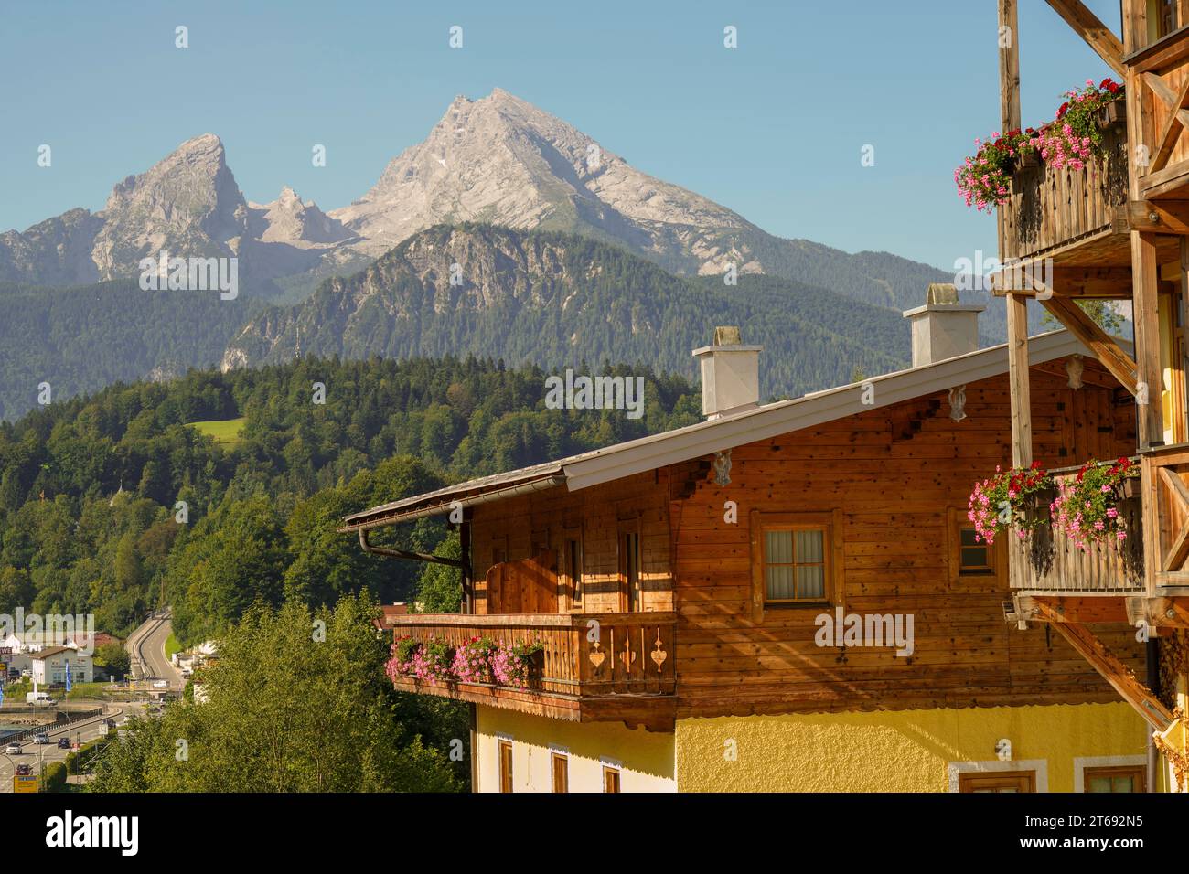 Berchtesgaden cityscape, a skyline of the Upper Bavaria German Town in ...
