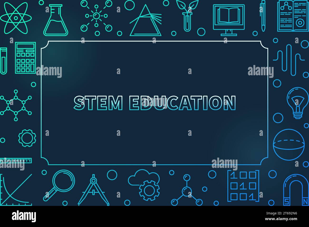 STEM blue horizontal frame with empty space for text. Vector science ... STEM blue horizontal frame with empty space for text. Vector science ...