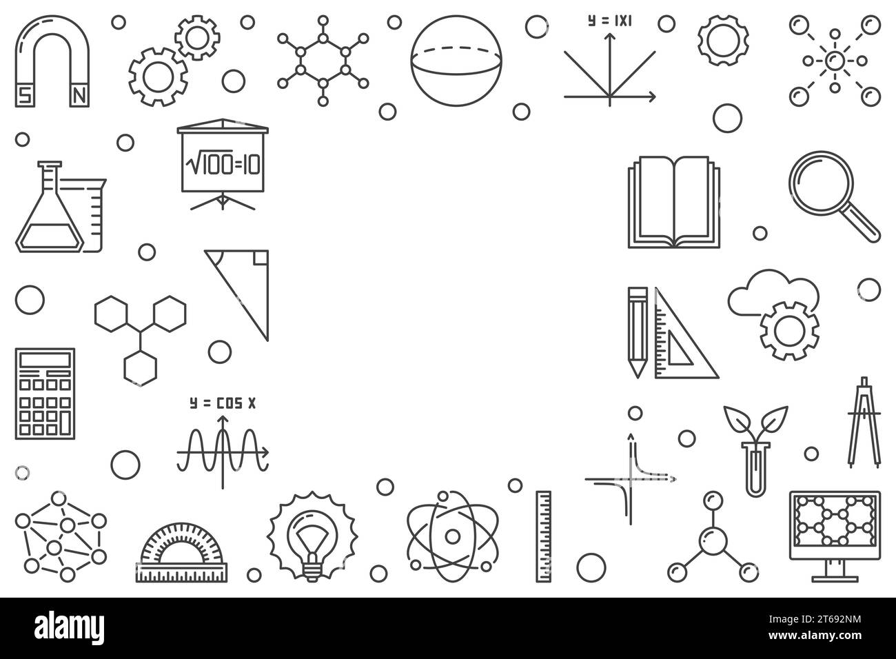 Science Technology Engineering And Mathematics Horizontal Frame Vector Stem Concept Outline
