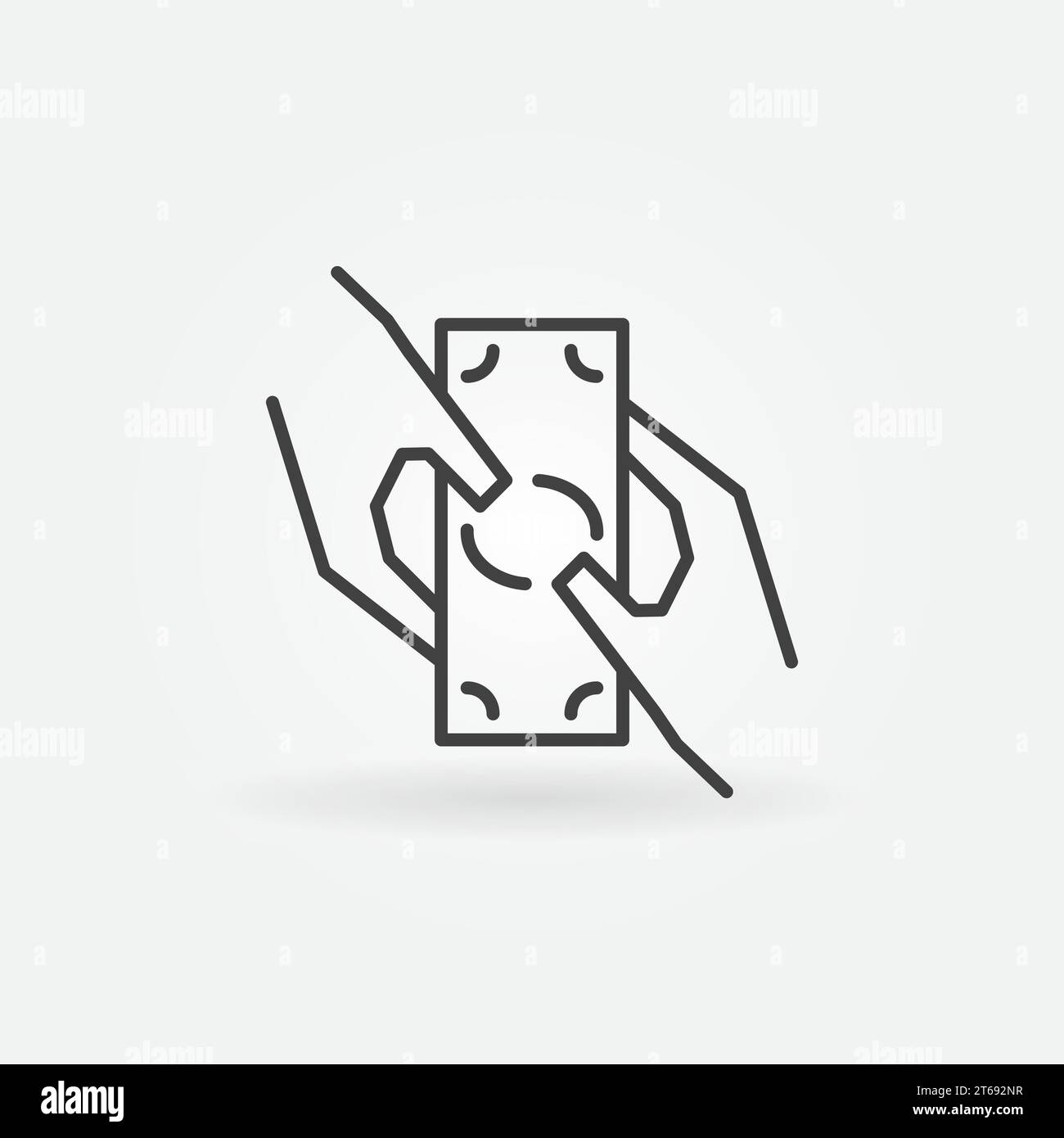 Hands with money outline icon. Receiving Money vector symbol in thin ...