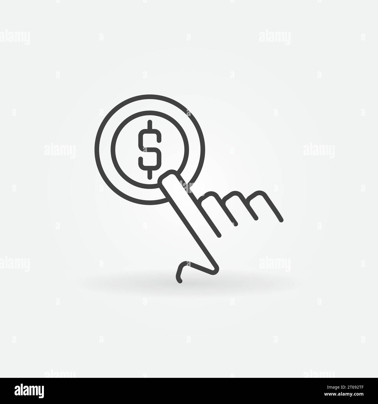 Finger with coin vector icon or symbol in thin line style Stock Vector ...