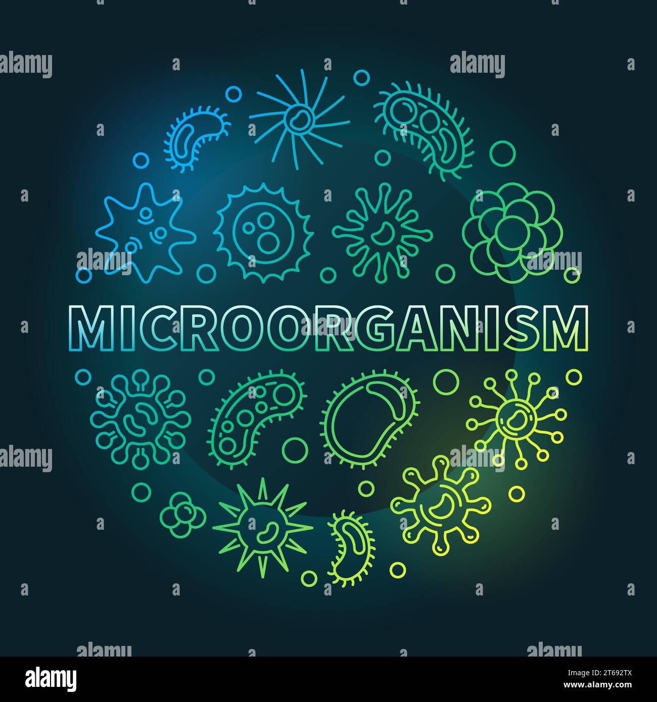 Microorganism vector colored circular virology and microbiology ...