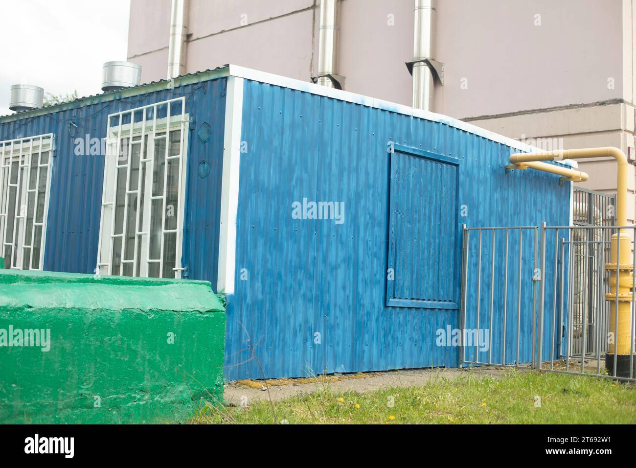 Technical building. Boiler room for heating building. Equipment in Blue ...