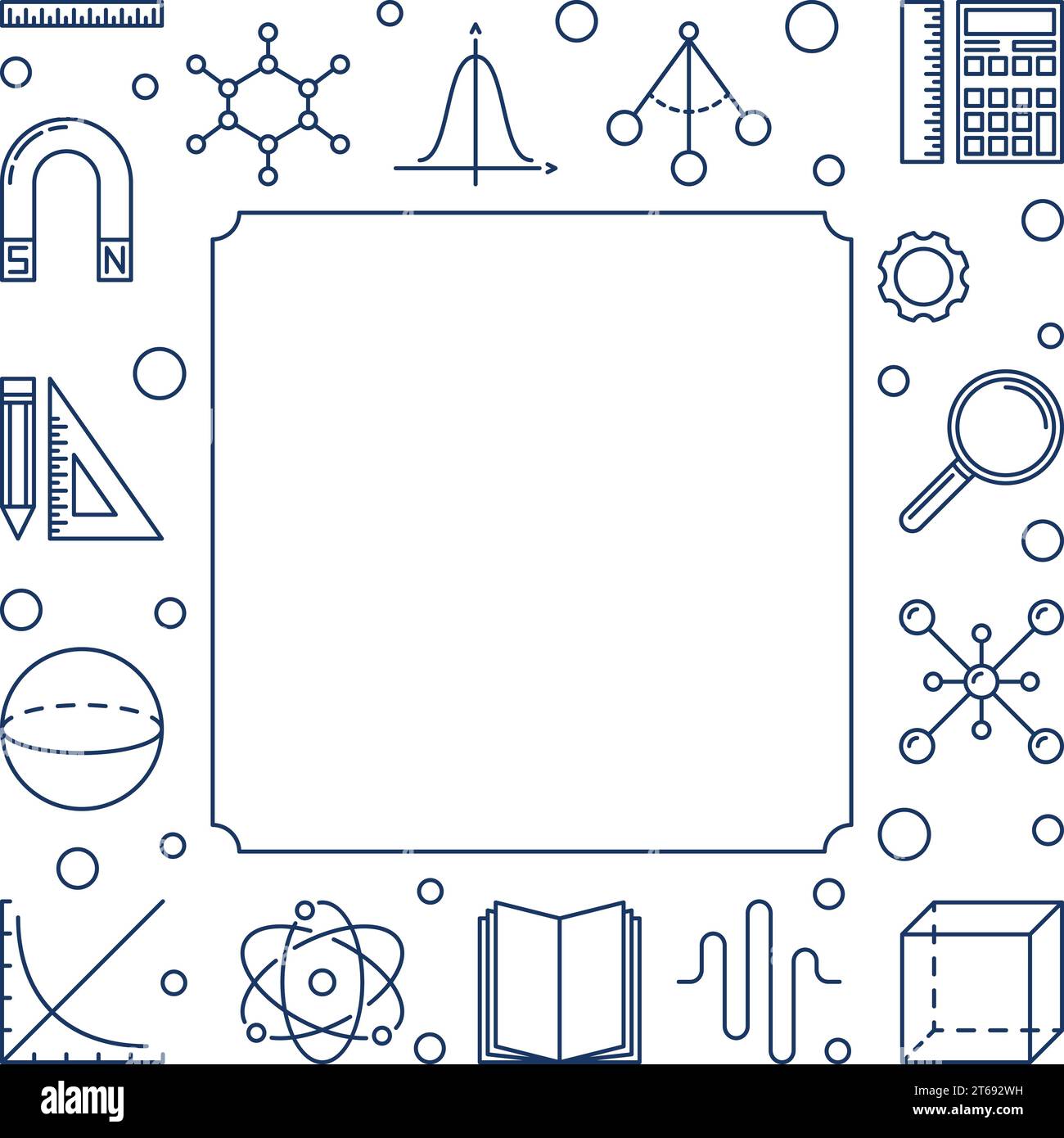 Science, Technology, Engineering and Mathematics blue square frame with ...