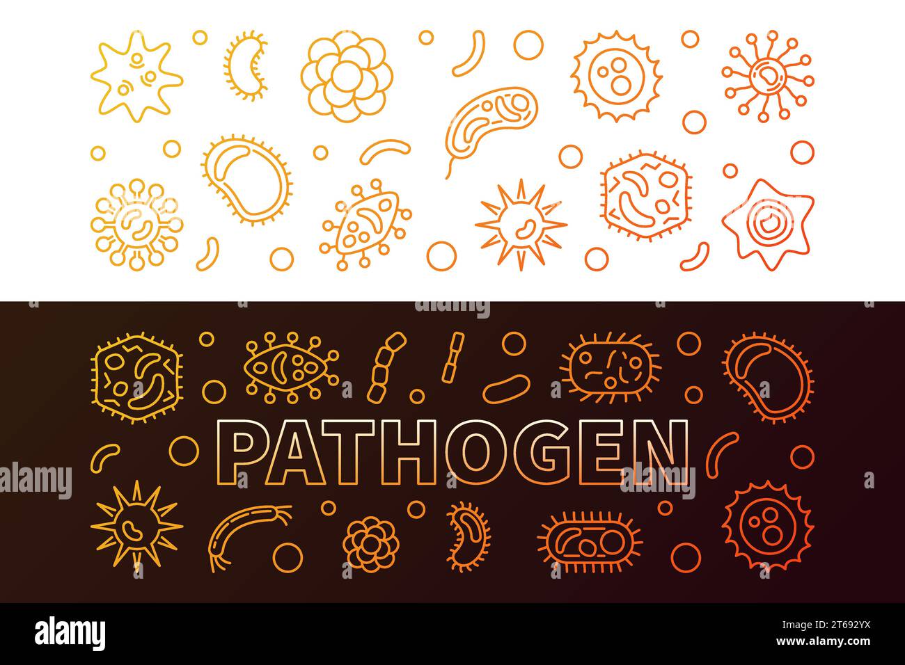 Pathogen bright colored banners set. Vector concept illustration in ...