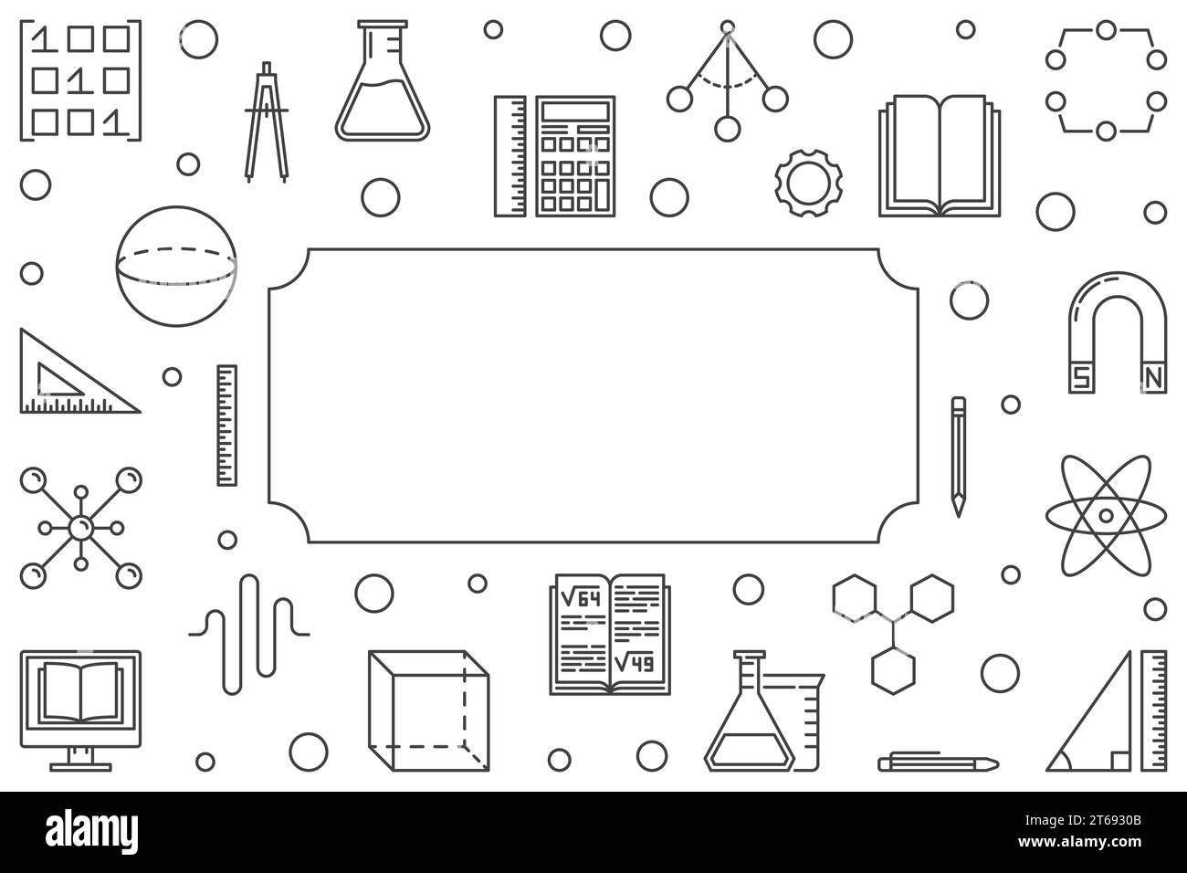 STEM education simple horizontal frame - vector science, technology, engineering and math ...