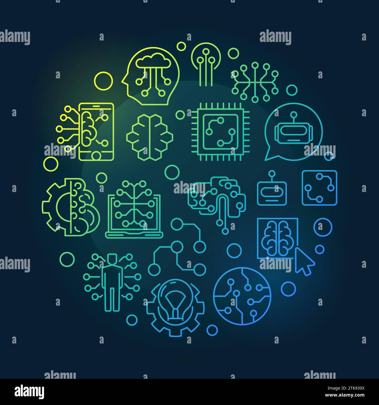 Futuristic round vector outline bright illustration. Future technology ...