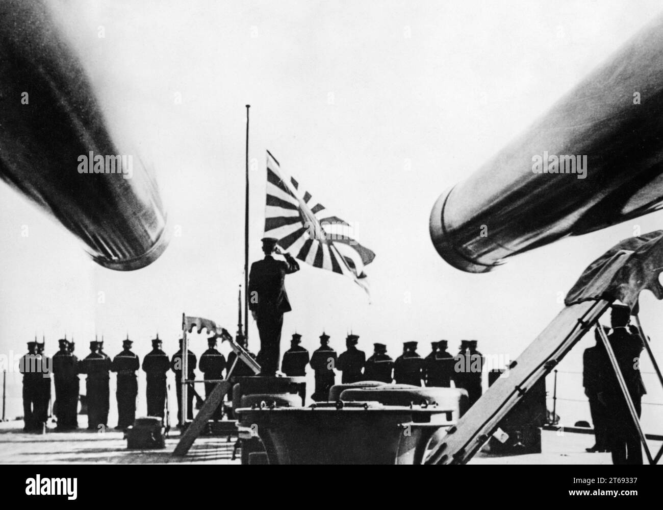 Flag parade aboard a Japanese battleship. [automated translation] Stock ...