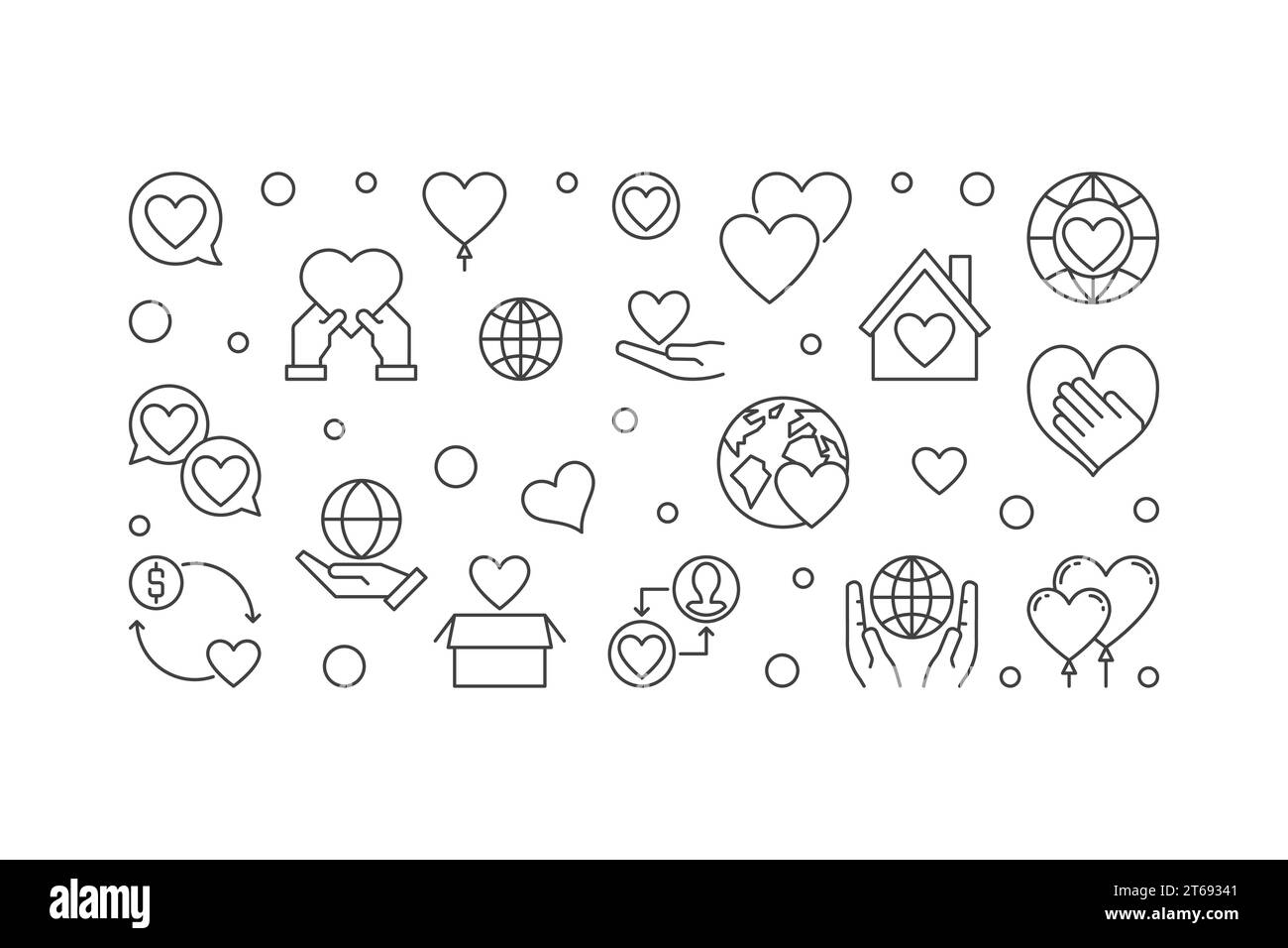 Nonprofit organization vector minimal thin line illustration Stock ...