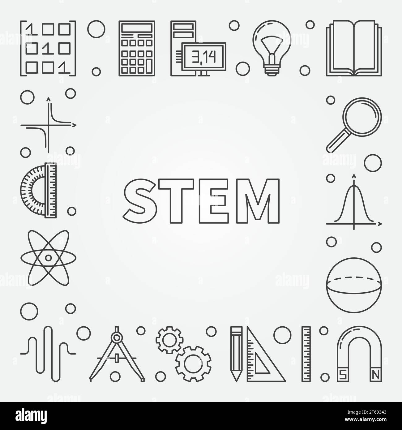 STEM education square frame - vector science concept outline ...