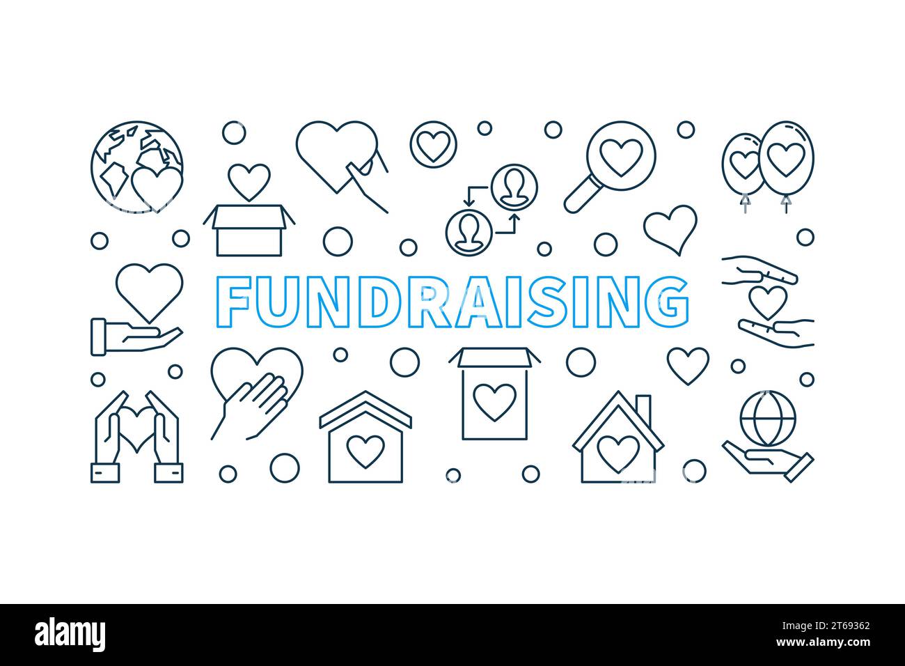 Fundraising vector concept outline horizontal banner or illustration Stock Vector Image & Art ...