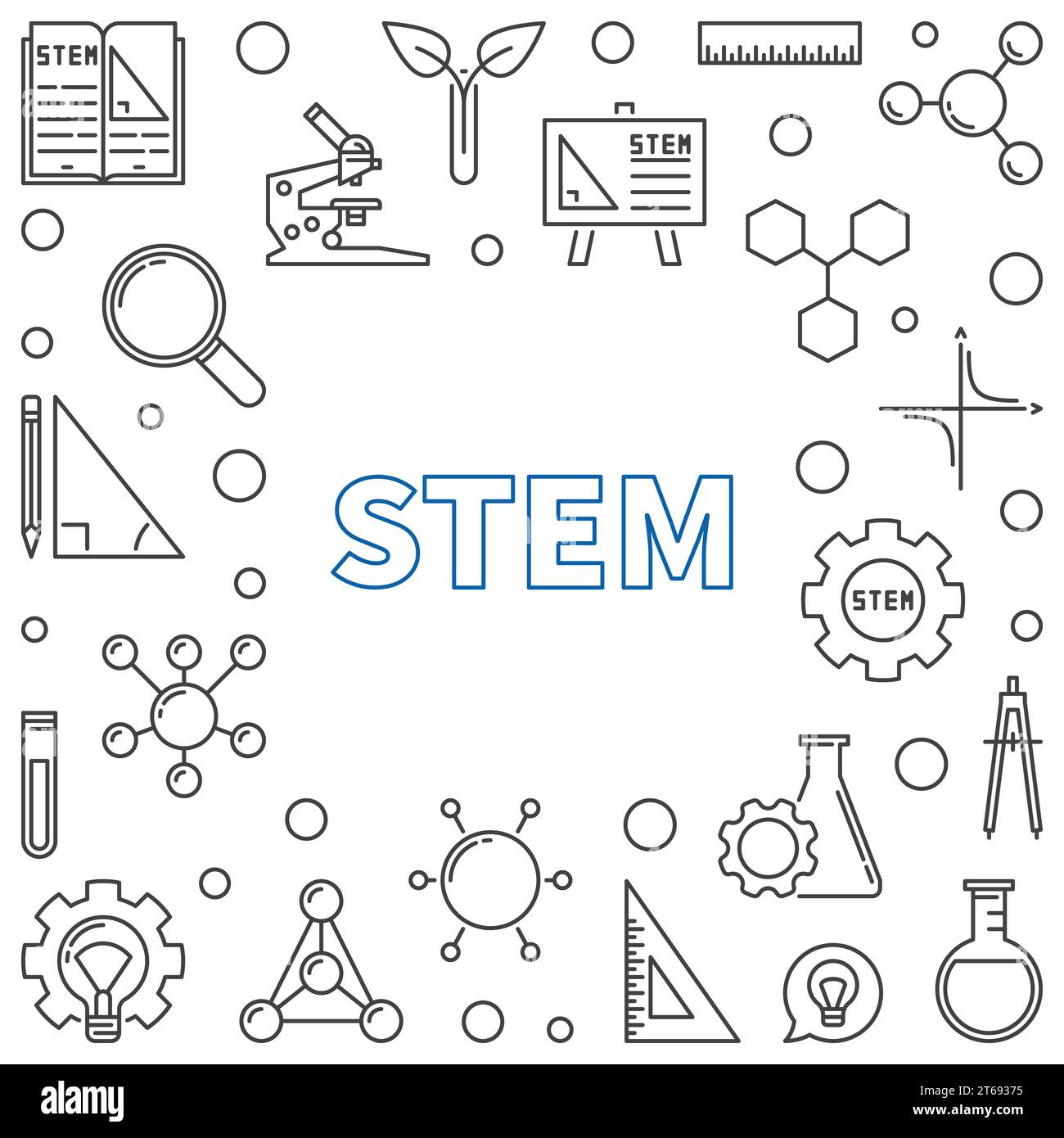 STEM vector concept outline minimal frame or illustration Stock Vector ...