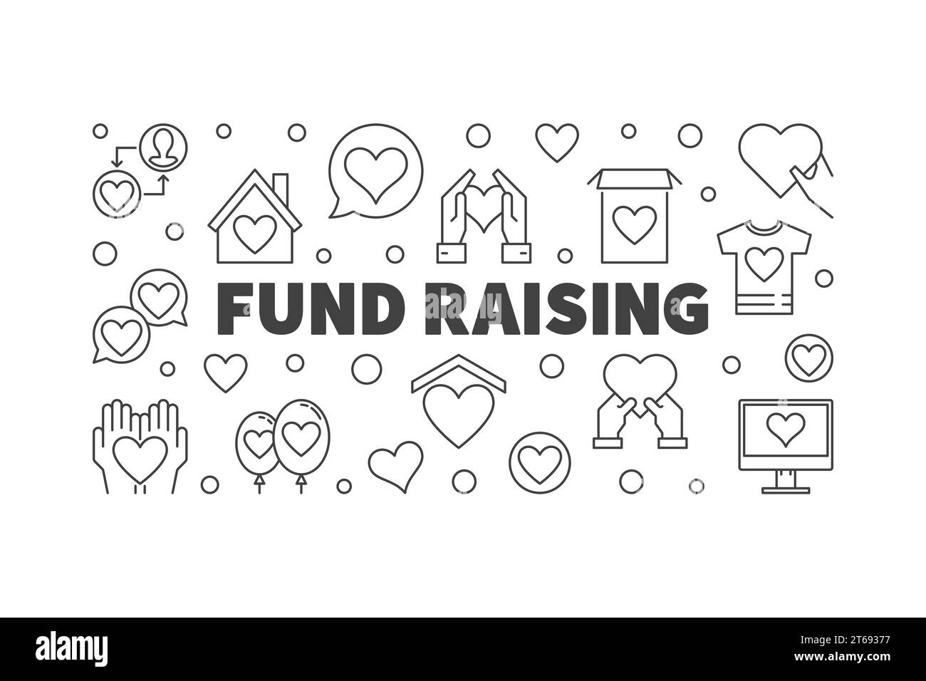 Fund Raising vector minimal concept banner in thin line style Stock Vector Image & Art - Alamy
