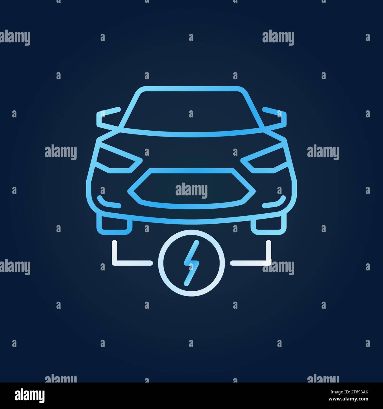 Modern electric car vector creative line icon or logo element on dark ...