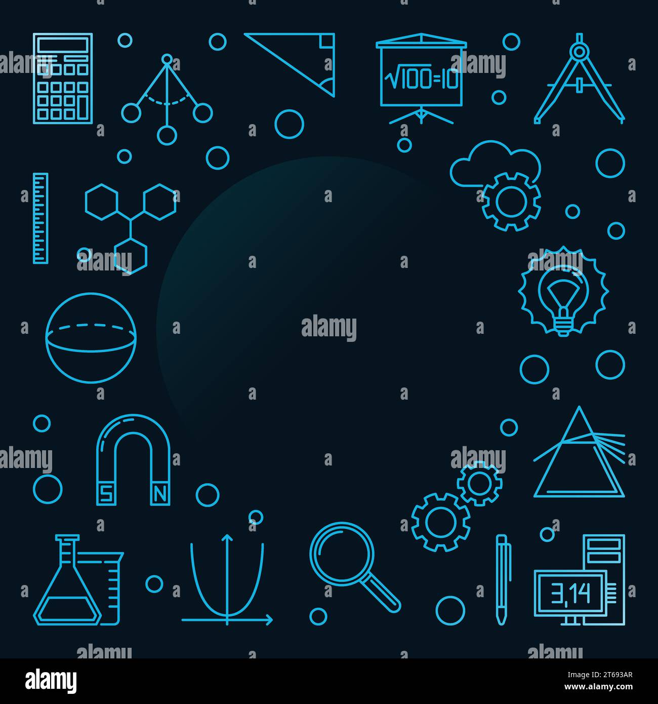 Science, Technology, Engineering and Mathematics blue square frame ...
