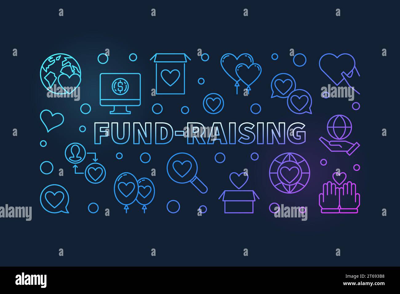 Vector Fund-Raising creative bright horizontal banner. Fund Raising ...
