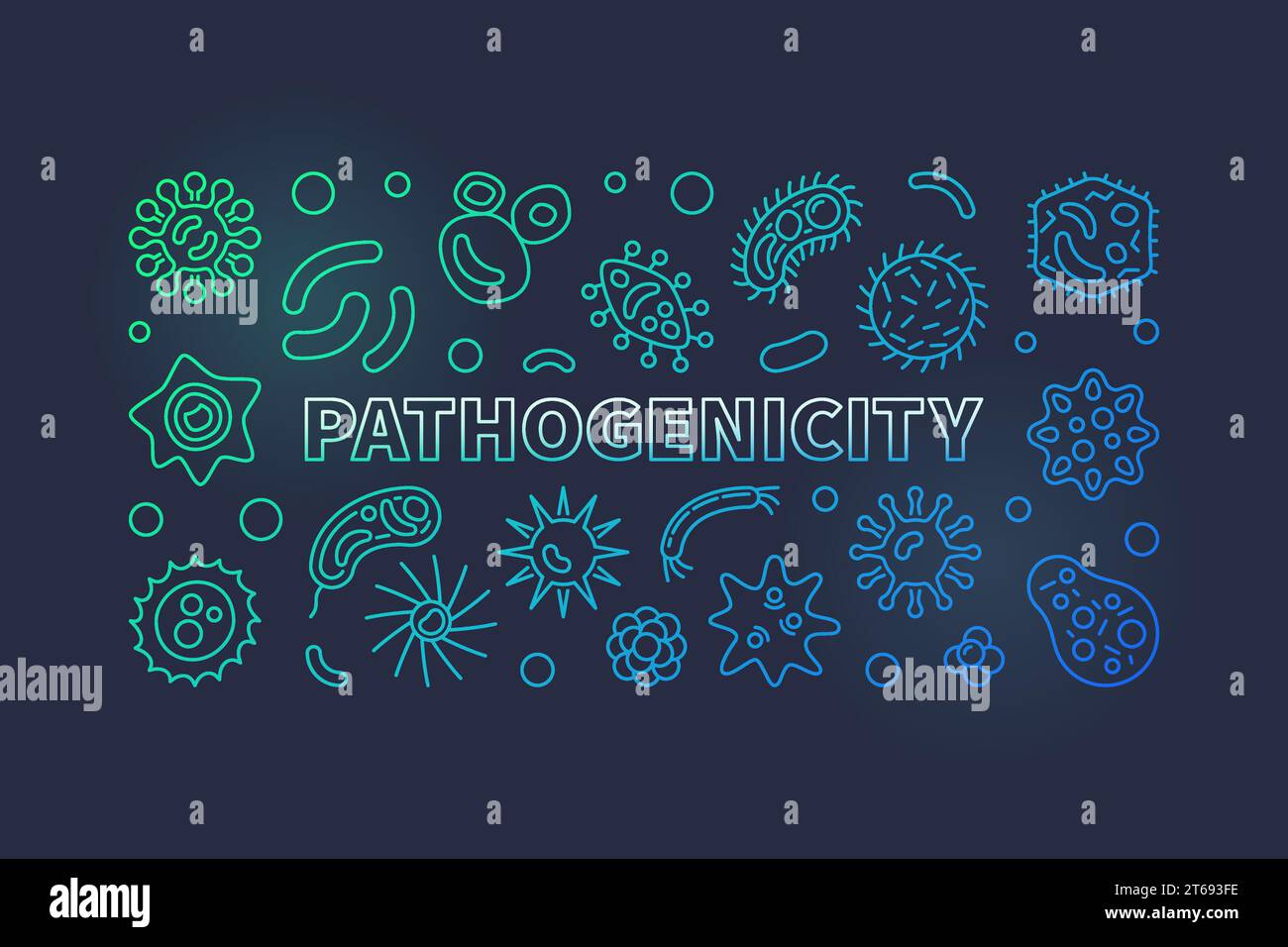 Pathogenicity Colorful Horizontal Banner Vector Pathogen Concept Illustration In Thin Line