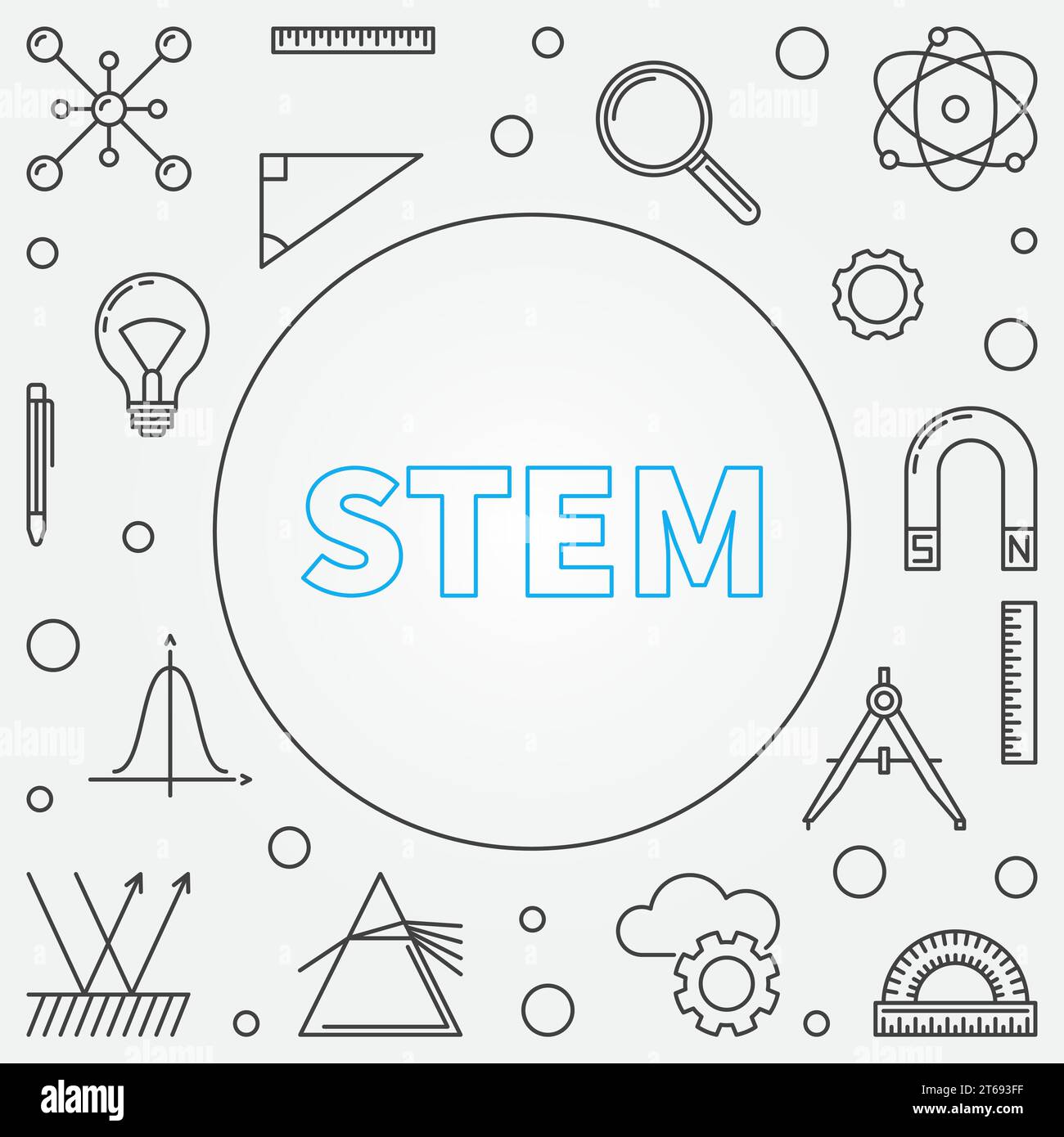 Vector Stem Frame Science Concept Illustration Or Background In Outline Style Stock Vector