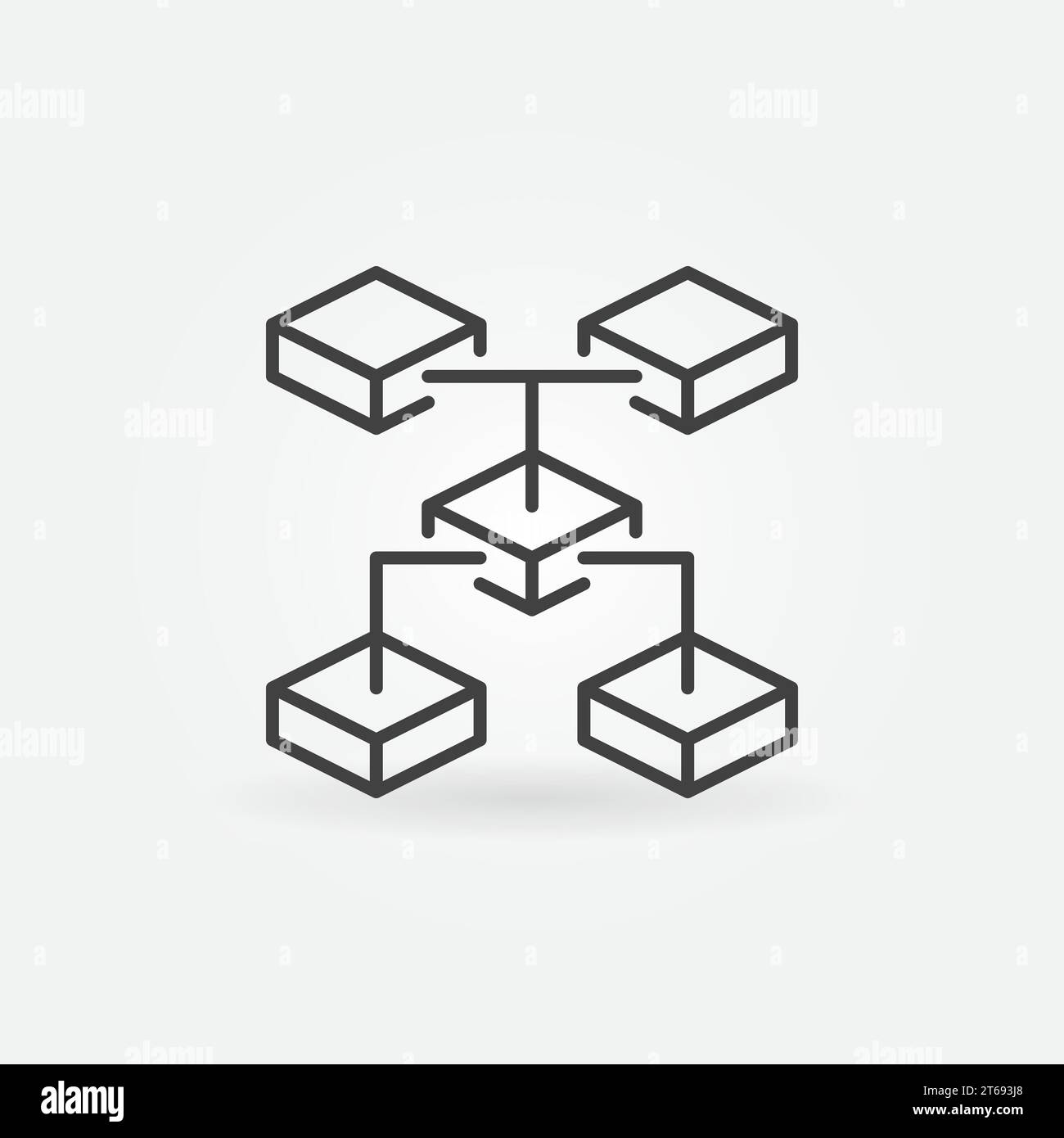 Blockchain And Fintech Vector Icon Or Logo Element In Thin Line Style