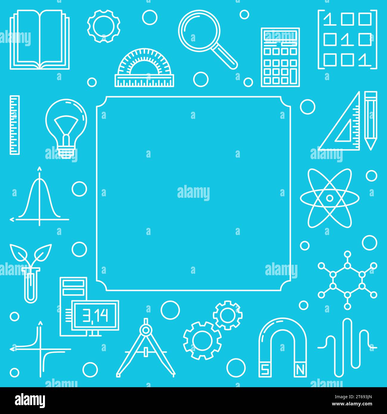 STEM square frame on blue background. Vector education concept ...