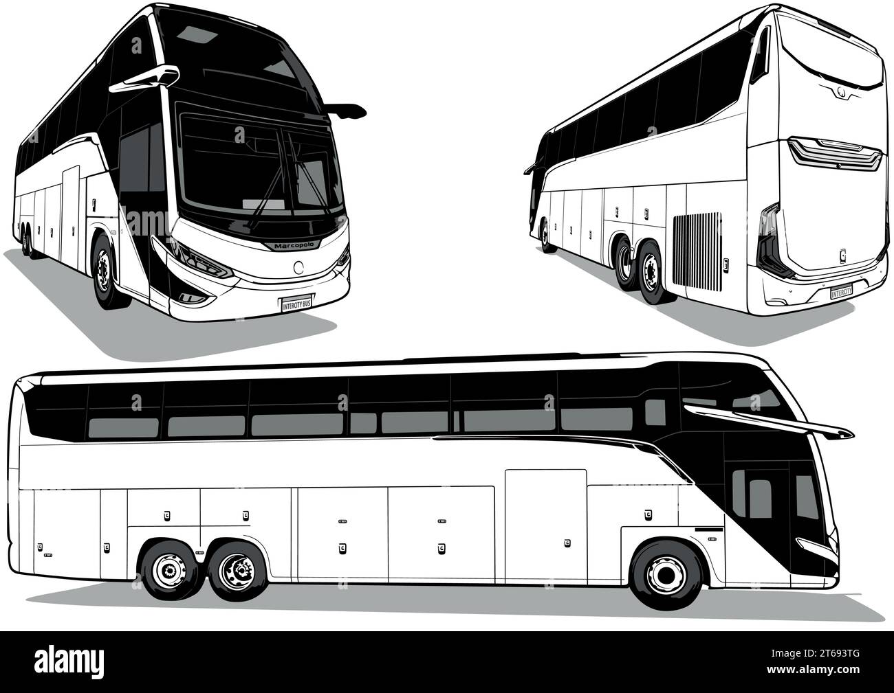 Set of Drawings of a Intercity Bus Stock Vector Image & Art - Alamy