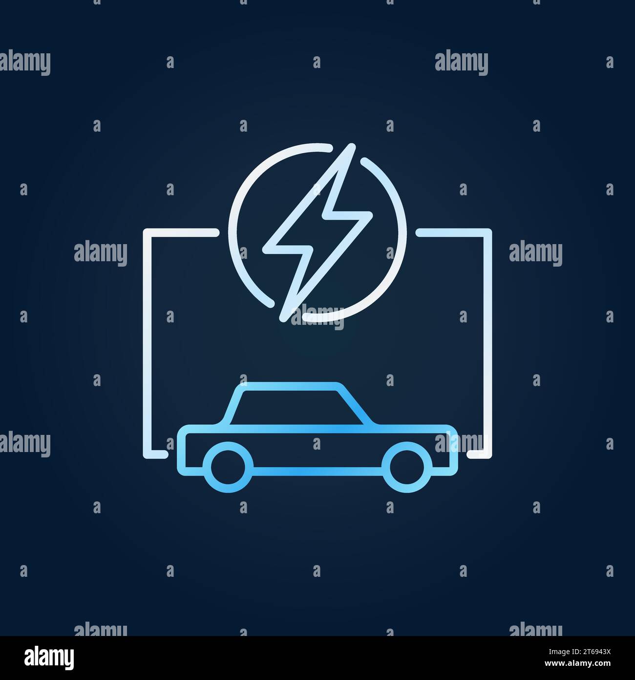 Electric car with lightning colorful icon. EV concept sign in thin line ...