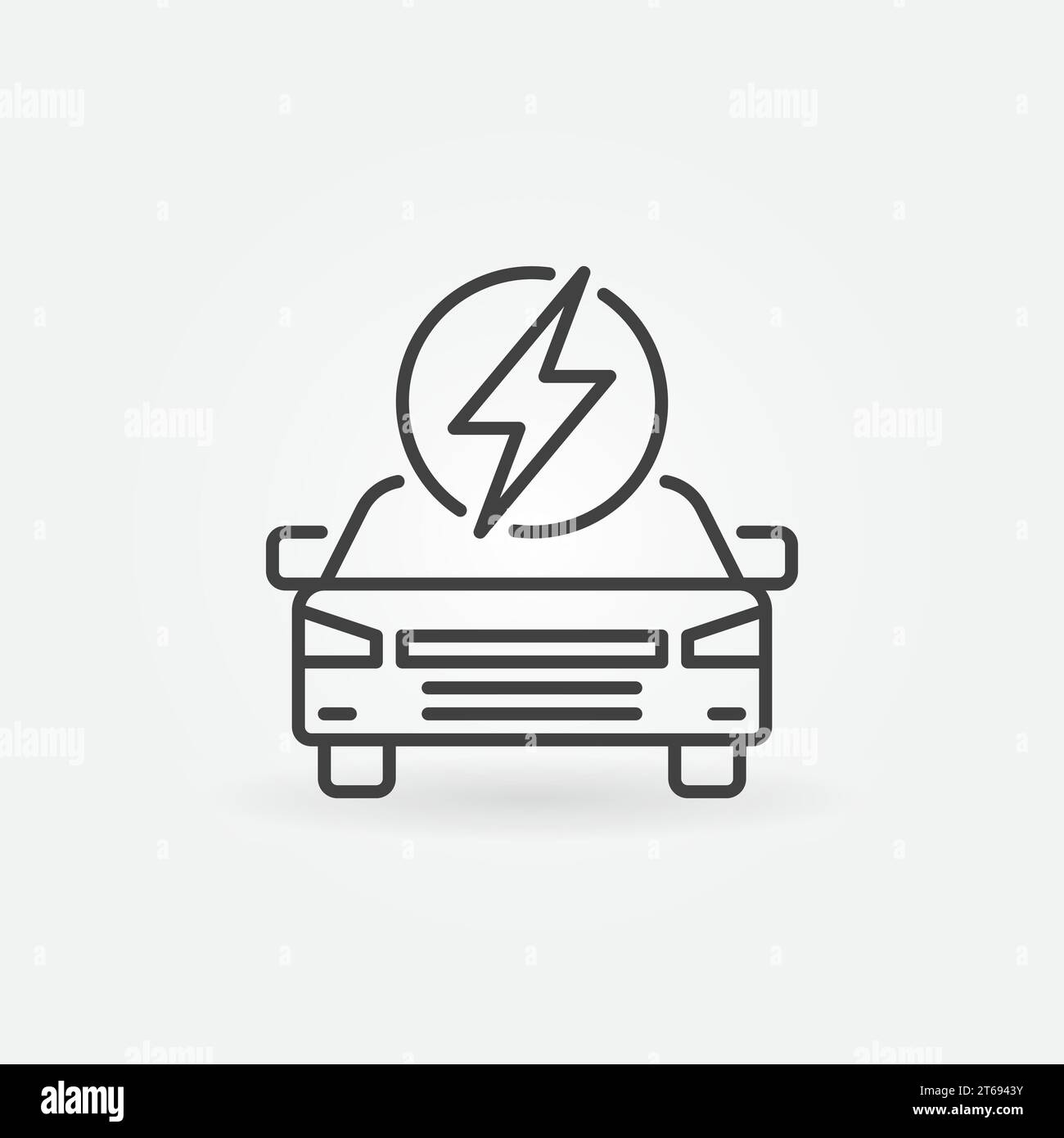 Electric car with lightning vector icon. EV concept symbol in thin line ...