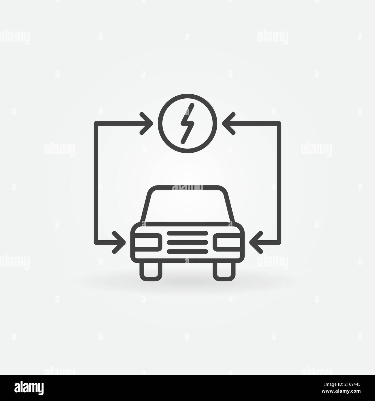 Vector electric auto icon. Electric vehicle concept symbol in thin line ...