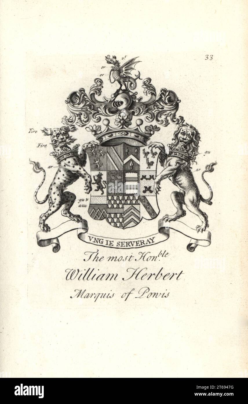 Coat of arms and crest of the right honorable William Herbert, 2nd ...