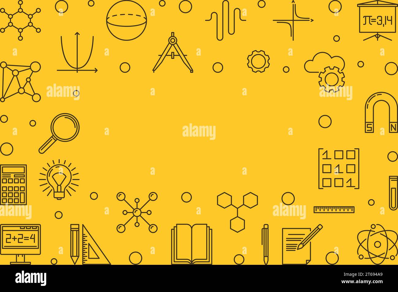 Science Technology Engineering And Math Yellow Horizontal Frame Vector Stem Concept
