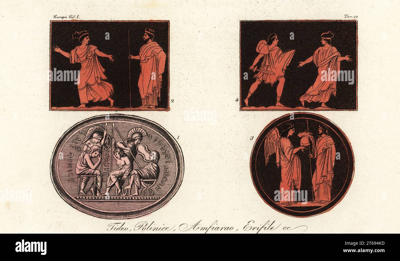 Depictions of the Seven against Thebes. Tydeus, Amphiaraus, Polynices ...