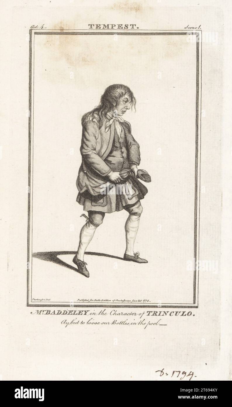 Mr Baddeley in the character of Trinculo in William Shakespeare's The ...
