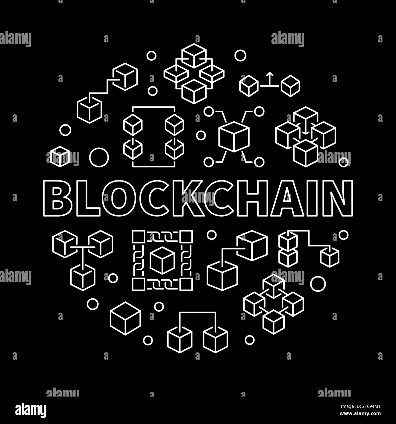 Blockchain square icon outline Black and White Stock Photos & Images ...