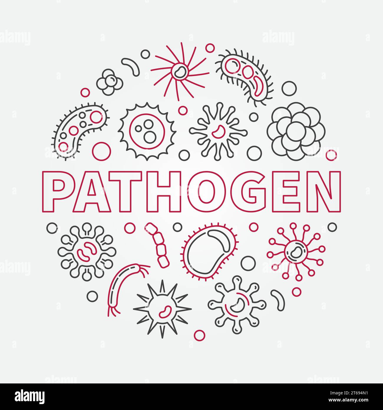 Pathogen round vector concept creative illustration in thin line style ...