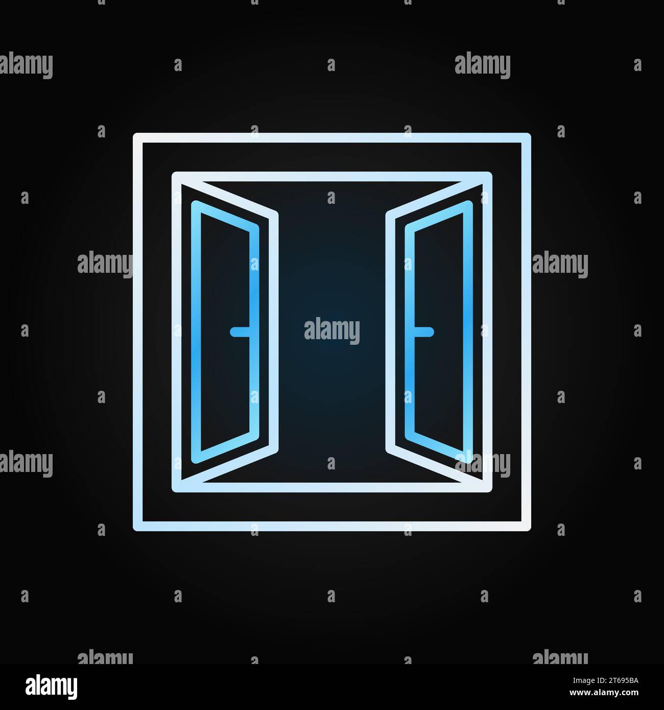 Opened window bright icon - vector concept symbol in thin line style on ...