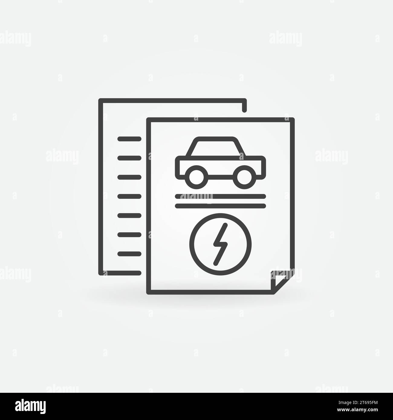 Electric car documents vector outline icon or symbol Stock Vector Image ...