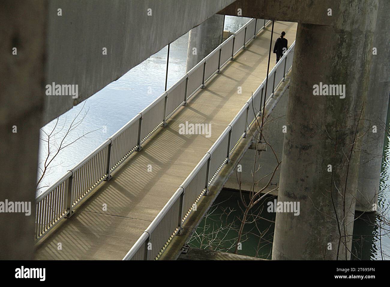 Blue Ridge Parkway, VA, USA. Large bridge over James River with walkway ...