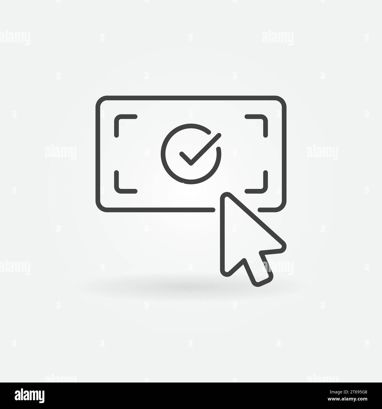 Click on check mark outline icon. Vector cursor on button with ...