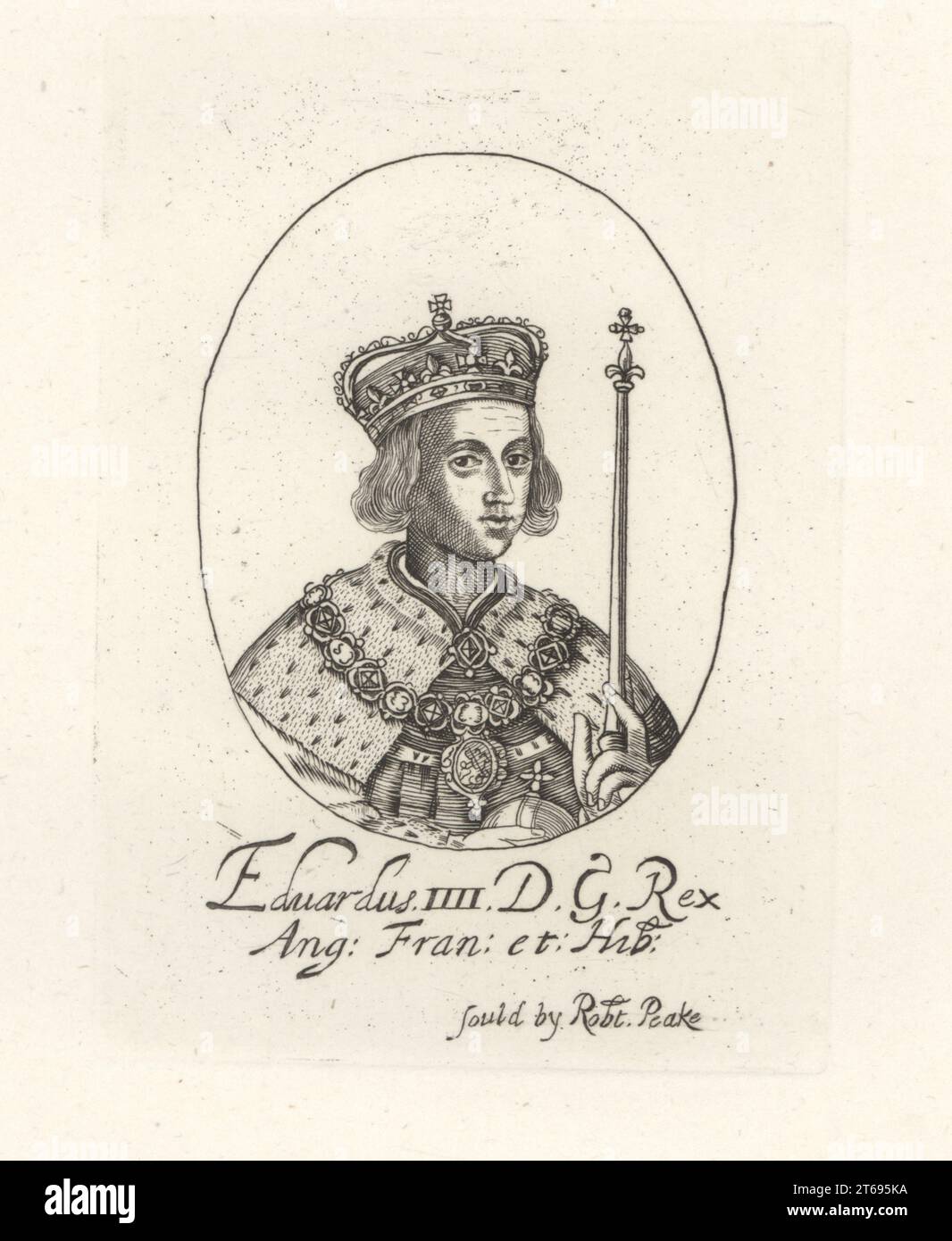 Oval portrait of King Edward IV of England, 1442-1483. In crown and ...