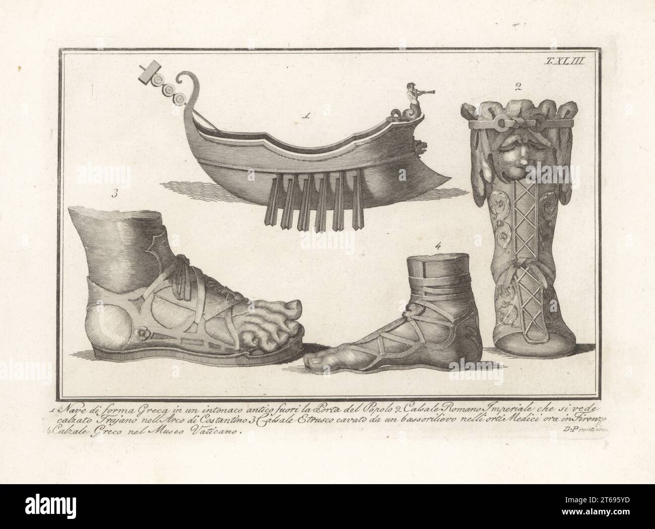 Greek-style ship from the Porta del Popolo 1, Roman Imperial boot worn ...