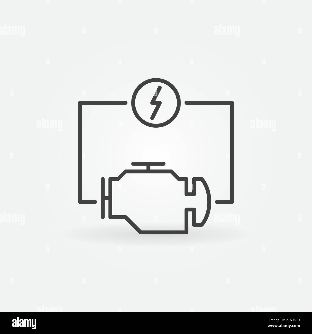 Vector electric car engine concept icon or symbol in thin line style ...
