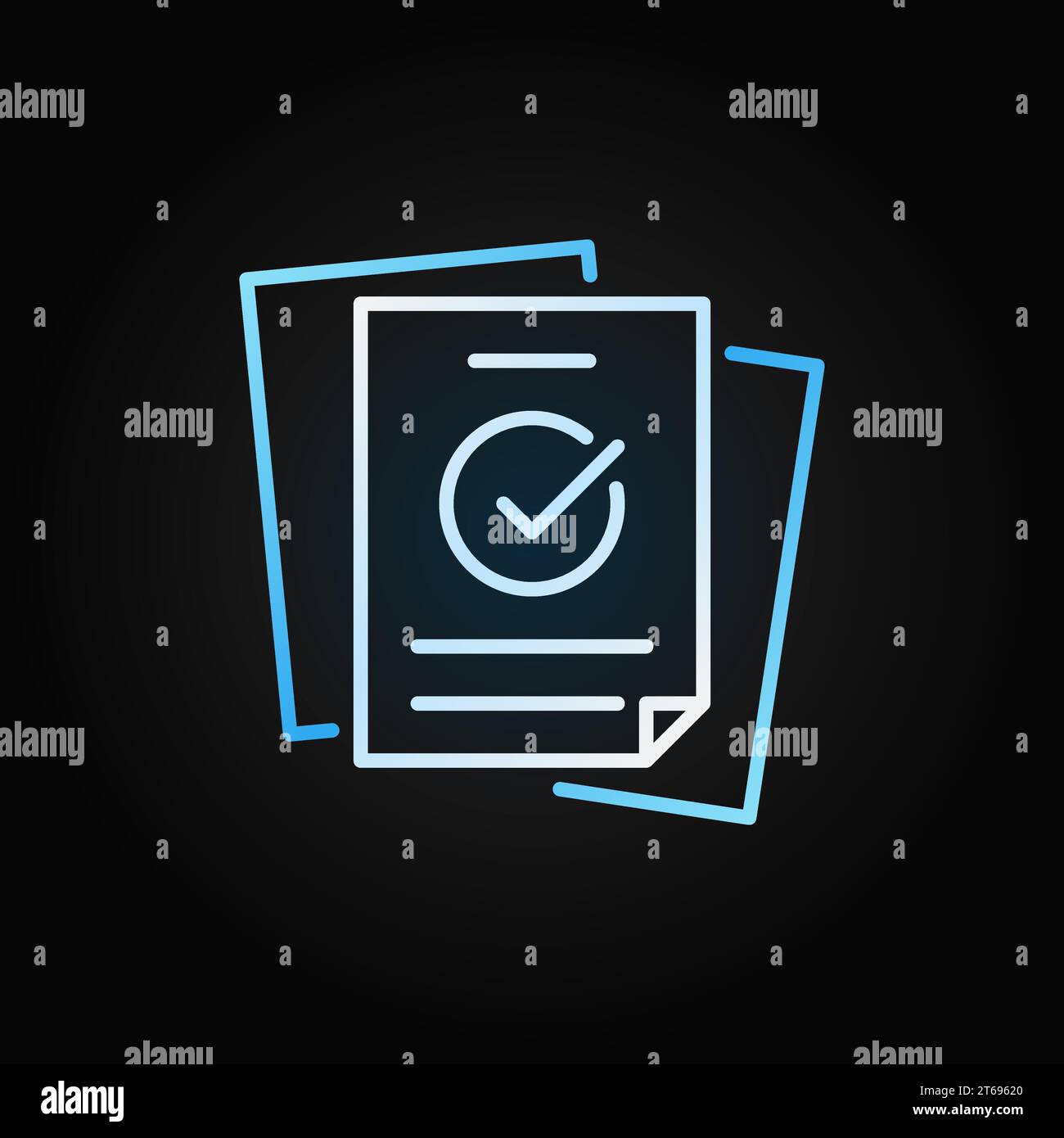 Papers with checkmark colorful line vector icon. Documents with ...