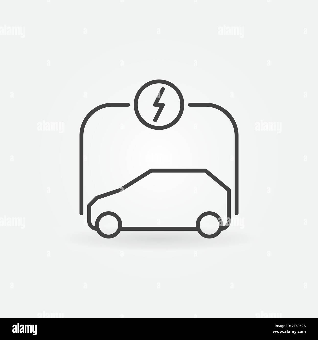 Side view of electric car concept vector icon or symbol in thin line ...