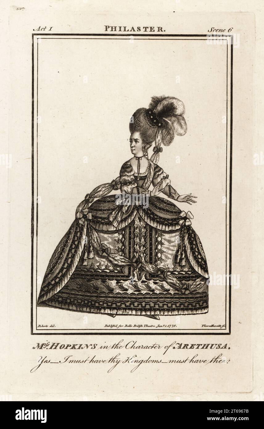 Mrs Elizabeth Hopkins in the character of Arethusa in Francis Beaumont ...