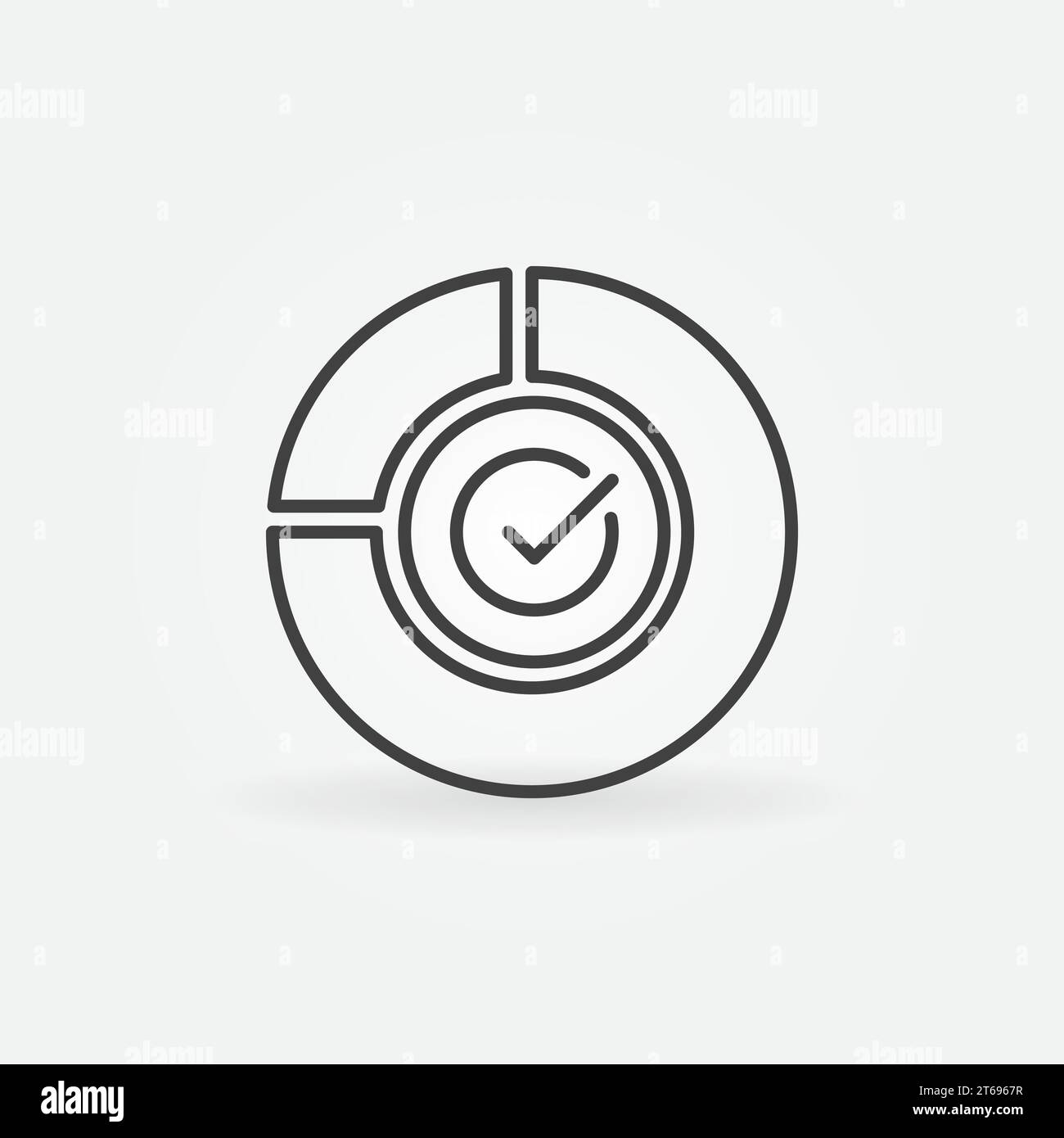Pie chart with checkmark vector concept icon or symbol in thin line ...